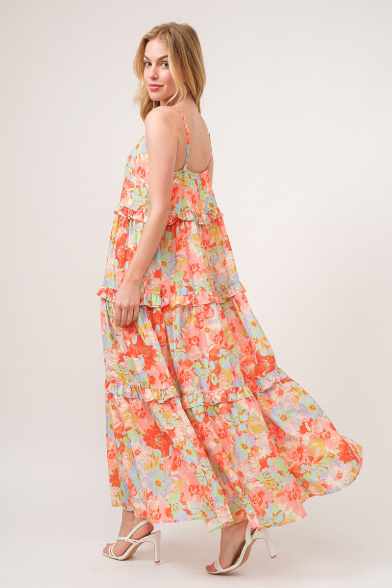 And The Why Floral Ruffled Tiered Maxi Cami Dress – La Boutique Dacula