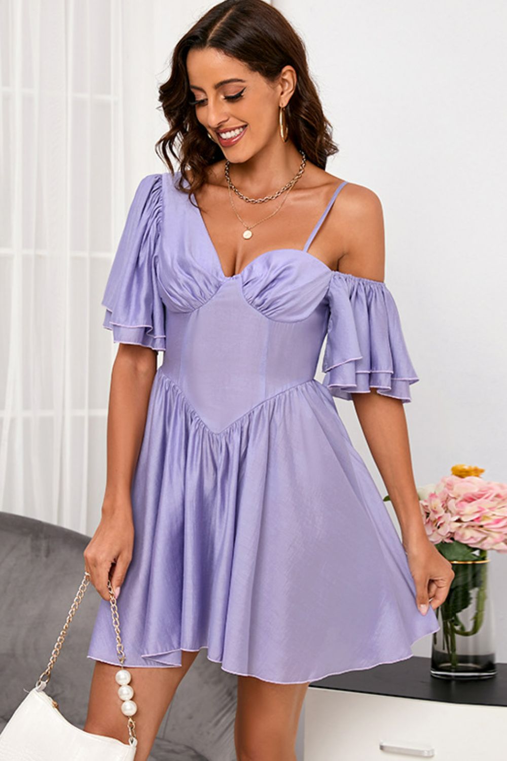 Gathered Detail Zip-Back Mini Dress – La Boutique Dacula