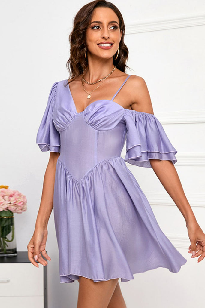 Gathered Detail Zip-Back Mini Dress – La Boutique Dacula