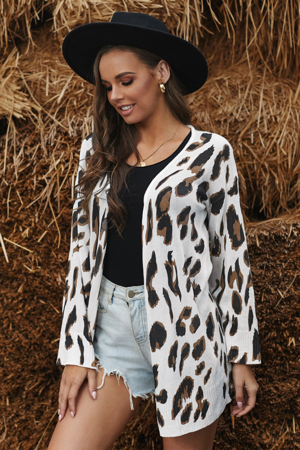 Leopard Bell Sleeve Open Front Knit Cardigan – La Boutique Dacula