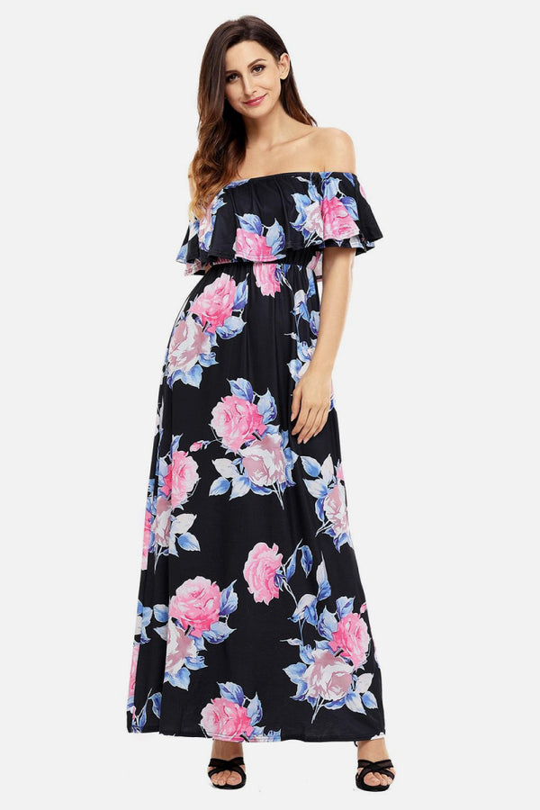 Floral Off Shoulder Maxi Dress – La Boutique Dacula
