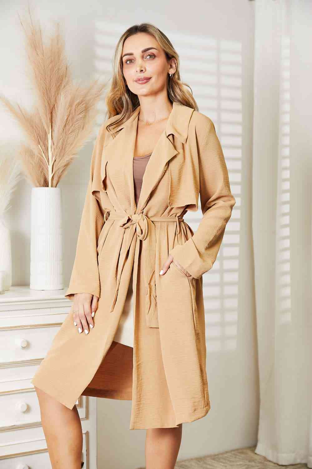 Culture Code Full Size Tied Trench Coat with Pockets – La Boutique Dacula